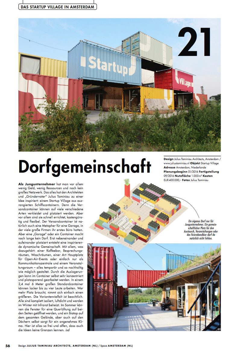 Startup Village featured in 100 Working Spaces – Julius Taminiau Architects